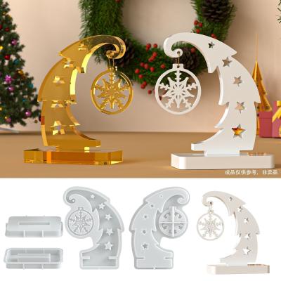 China Aromatherapy Gypsum Christmas Tree Snowflake Hanging Base Insert Board DIY Drip Resin Ornament Silicone Mold for sale