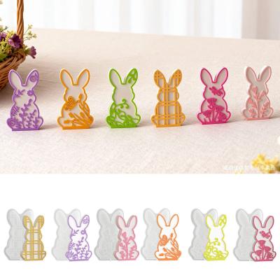 China New Easter Bunny Silicone Mold DIY Plaid Lace Flower Bunny Candle Plaster Mold for sale
