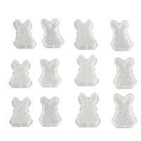 China New Easter Bunny Silicone Mold DIY Plaid Lace Flower Bunny Candle Plaster Mold for sale
