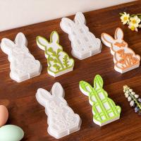 China New Easter Bunny Silicone Mold DIY Plaid Lace Flower Bunny Candle Plaster Mold for sale