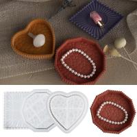 China DIY Crystal Drip Glue Striped Polygonal Square Heart-shaped Tray, Cement Gypsum Storage Tray, Silicone Mold for sale