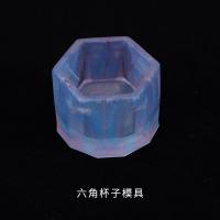 China DIY Crystal Drip Glue Succulent Mini Flower Pot Mold Hexagonal Cup Storage Box Platform Silicone Mold for sale