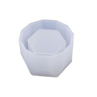 China DIY Crystal Drip Glue Succulent Mini Flower Pot Mold Hexagonal Cup Storage Box Platform Silicone Mold for sale