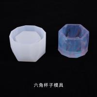 China DIY Crystal Drip Glue Succulent Mini Flower Pot Mold Hexagonal Cup Storage Box Platform Silicone Mold for sale