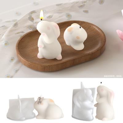 China DIY 3D Rabbit Candle Decoration Silicone Mold Easter Aromatherapy Gypsum Grinding Machine for sale