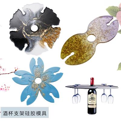 China DIY Dropper Mold, Red Wine Tray, Wine Glass Holder, Cherry Blossom Irregular Coaster, Mirror Silicone Mold for sale