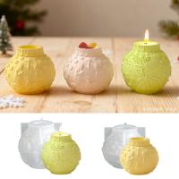China Embossed Pattern Round Ball Lantern Candle Ornament Silicone Mold DIY Easter Aromatherapy Gypsum Mold for sale