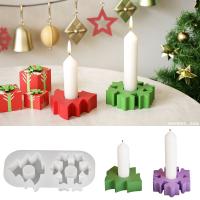 China Christmas Tree Snowflake Candle Holder Ornament Silicone Mold DIY Aromatherapy Candle Stand Base Gypsum Mold for sale