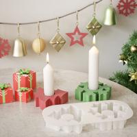 China Christmas Tree Snowflake Candle Holder Ornament Silicone Mold DIY Aromatherapy Candle Stand Base Gypsum Mold for sale
