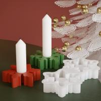 China Christmas Tree Snowflake Candle Holder Ornament Silicone Mold DIY Aromatherapy Candle Stand Base Gypsum Mold for sale