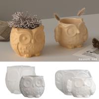 China Resin Gypsum Cement Owl Storage Jar Silicone Mold DIY Aromatherapy Candle Cup Decoration Mold for sale