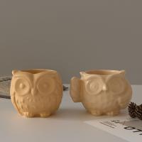 China Resin Gypsum Cement Owl Storage Jar Silicone Mold DIY Aromatherapy Candle Cup Decoration Mold for sale