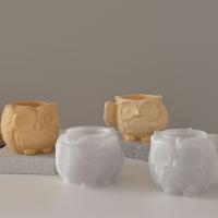China Resin Gypsum Cement Owl Storage Jar Silicone Mold DIY Aromatherapy Candle Cup Decoration Mold for sale