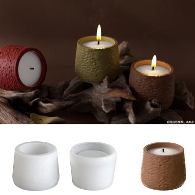 China DIY Rock Stone Pattern Storage Can Aromatherapy Gypsum Candle Cup Flower Pot Platform Silicone Mold for sale