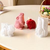 China Easter DIY Little Rabbit Aromatherapy Candle Mold 3D Stereoscopic Rabbit Ornament Gypsum Silicone Mold for sale