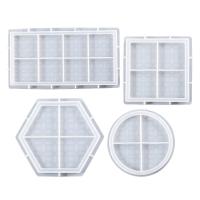 China DIY Dropper Resin Mirror Four Leaf Clover Square Rectangular Hexagonal Circular Storage Tray Silicone Mold for sale