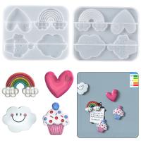China DIY Rainbow Cloud Dropping Glue Grinding Tool Love Pastry Resin Pendant Hanger Refrigerator Adhesive Silicone Mold for sale
