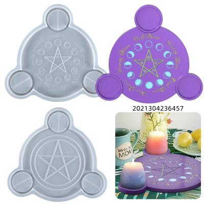 China DIY Crystal Dropper Candle Holder Mold, Lunar Eclipse, Moon Phase, Candle Holder, Star Array, Table Decoration, Silicone Mold for sale