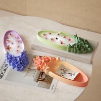 China Dropped Rose Blossoms Tray Dish Ornament Elliptical Aromatherapy Gypsum Candle Container Silicone Mold for sale