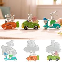 China Easter Cross-border Popular Silicone Mold DIY Driving Bunny Fragrance Stone Ornament Gypsum Mold for sale
