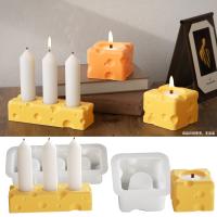 China DIY Mirror Rectangular Cheese Candle Stand Decoration Aromatherapy Gypsum Candle Base Silicone Mold for sale