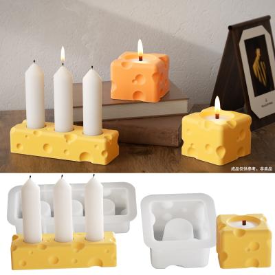 China DIY Mirror Rectangular Cheese Candle Stand Decoration Aromatherapy Gypsum Candle Base Silicone Mold for sale
