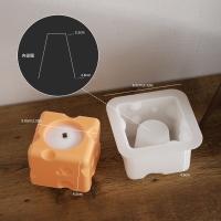 China DIY Mirror Rectangular Cheese Candle Stand Decoration Aromatherapy Gypsum Candle Base Silicone Mold for sale