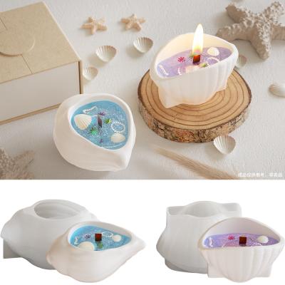 China DIY Dropping Resin Aromatherapy Gypsum Conch Shell Candle Cup Ocean Storage Can Silicone Mold for sale