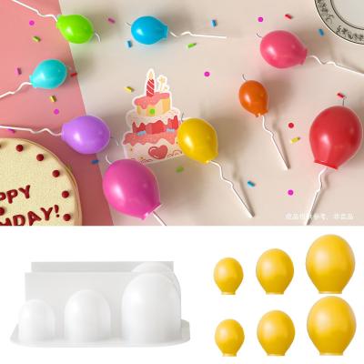 China Six Grid Large, Medium, Small, Three-dimensional Balloon Silicone Mold DIY Chocolate Cake Decoration Gypsum Candle Mold for sale