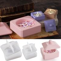 China Drip Glue Square Storage Box Grinding Tool DIY Cement Gypsum Soybean Candle Container Candle Holder Silicone Mold for sale