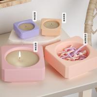 China Drip Glue Square Storage Box Grinding Tool DIY Cement Gypsum Soybean Candle Container Candle Holder Silicone Mold for sale