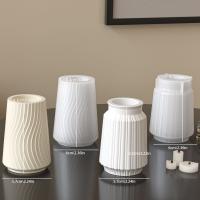 China Nordic Ins Vertical Wavy Vase Silicone Mold DIY Hydroponic Flower Pot Candle Container Gypsum Mold for sale