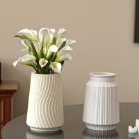 China Nordic Ins Vertical Wavy Vase Silicone Mold DIY Hydroponic Flower Pot Candle Container Gypsum Mold for sale