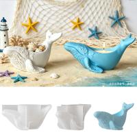 China Ocean Ins Wind Whale Candlestick Storage Box Silicone Mold Aromatherapy Candle Gypsum Ornament DIY Home Decoration Mold for sale