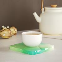 China DIY Crystal Dropper Resin Gypsum Coaster Silicone Mold Square Lace Circular Table Coaster Grinder for sale