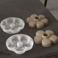 China Ins Minimalist Style Four Petal Five Petal Six Petal Flower Candle Holder Ornament Gypsum Candle Base Silicone Mold for sale