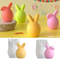 China Easter Egg Rabbit Fold Ear Rabbit Straight Ear Rabbit DIY Aromatherapy Candle Rabbit Gypsum Silicone Mold for sale