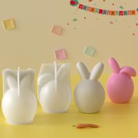 China Easter Egg Rabbit Fold Ear Rabbit Straight Ear Rabbit DIY Aromatherapy Candle Rabbit Gypsum Silicone Mold for sale