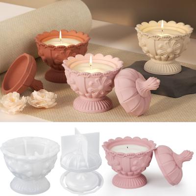 China Crystal dropper resin storage flowerpot DIY relief pattern cement gypsum candle cup silicone mold for sale
