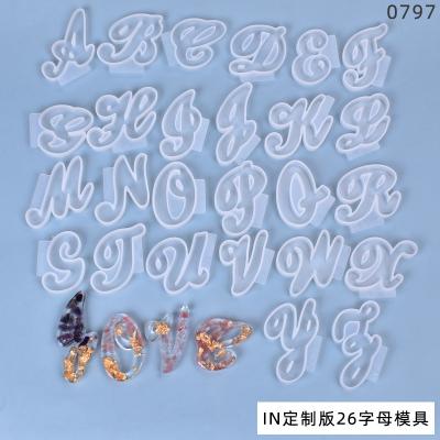 China DIY Crystal Dropping Gel Mold IN Customized Version Personalized 26 Letter Pendant Table Silicone Mold for sale