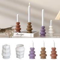 China Ins Wind Stacked Circle Candlestick Pendulum Silicone Mold Aromatherapy Gypsum Candle Base Drip Grinding Machine for sale