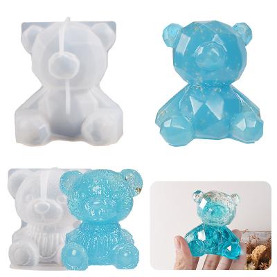 China Diamond Bear Ice Grid Silicone Mold DIY Cutting Surface Stereoscopic Geometry Bear Candle Pendant Dropping Grinding Tool for sale