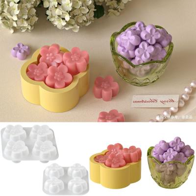 China Si Lian Hua Silicone Mold Aromatherapy Tea Wax Sheet Gypsum Candle Mold Home Decoration DIY Mold for sale