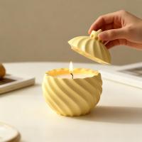 China DIY Aromatherapy Gypsum Resin Rotating Stripe Bell Storage Can Candle Cup Ornament Silicone Mold for sale