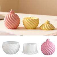China DIY Aromatherapy Gypsum Resin Rotating Stripe Bell Storage Can Candle Cup Ornament Silicone Mold for sale
