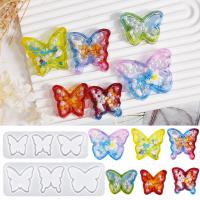 China DIY Crystal Drop Glue Mirror Resin Butterfly Sand Pendant Keychain Pendant Silicone Mold Wholesale for sale