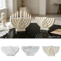 China Cross Border Hot Selling Flame Pattern Nine Hole Candle Holder Silicone Mold DIY Aromatherapy Candle Decoration Gypsum Mold for sale