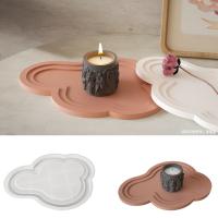China Dropping Resin Irregular Terraced Tray Ornament DIY Cement Gypsum Dish Plate Silicone Mold for sale