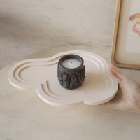 China Dropping Resin Irregular Terraced Tray Ornament DIY Cement Gypsum Dish Plate Silicone Mold for sale