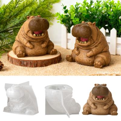 China Popular Cartoon Hippopotamus Silicone Mold Creative Home Decoration Ornament Gypsum Mold DIY Easter Candle Mold for sale